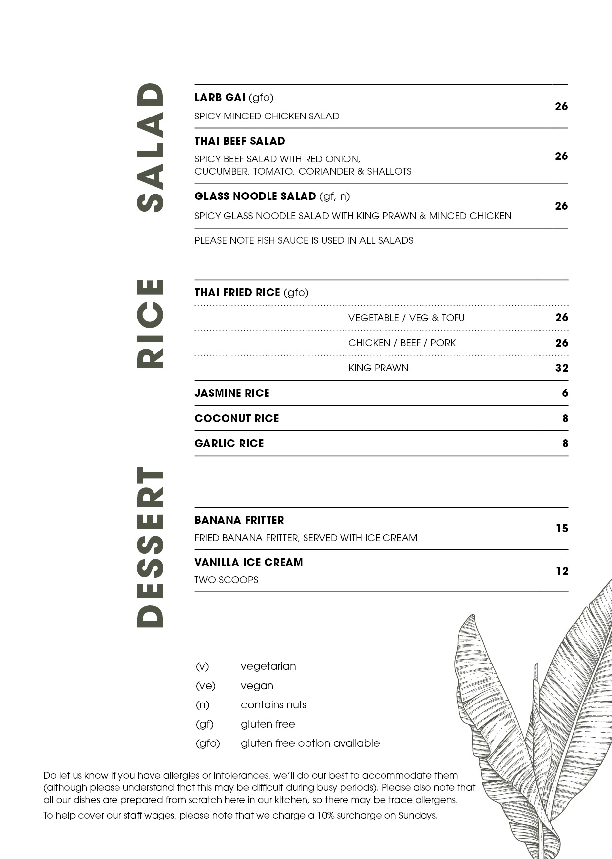 DINE IN MENU